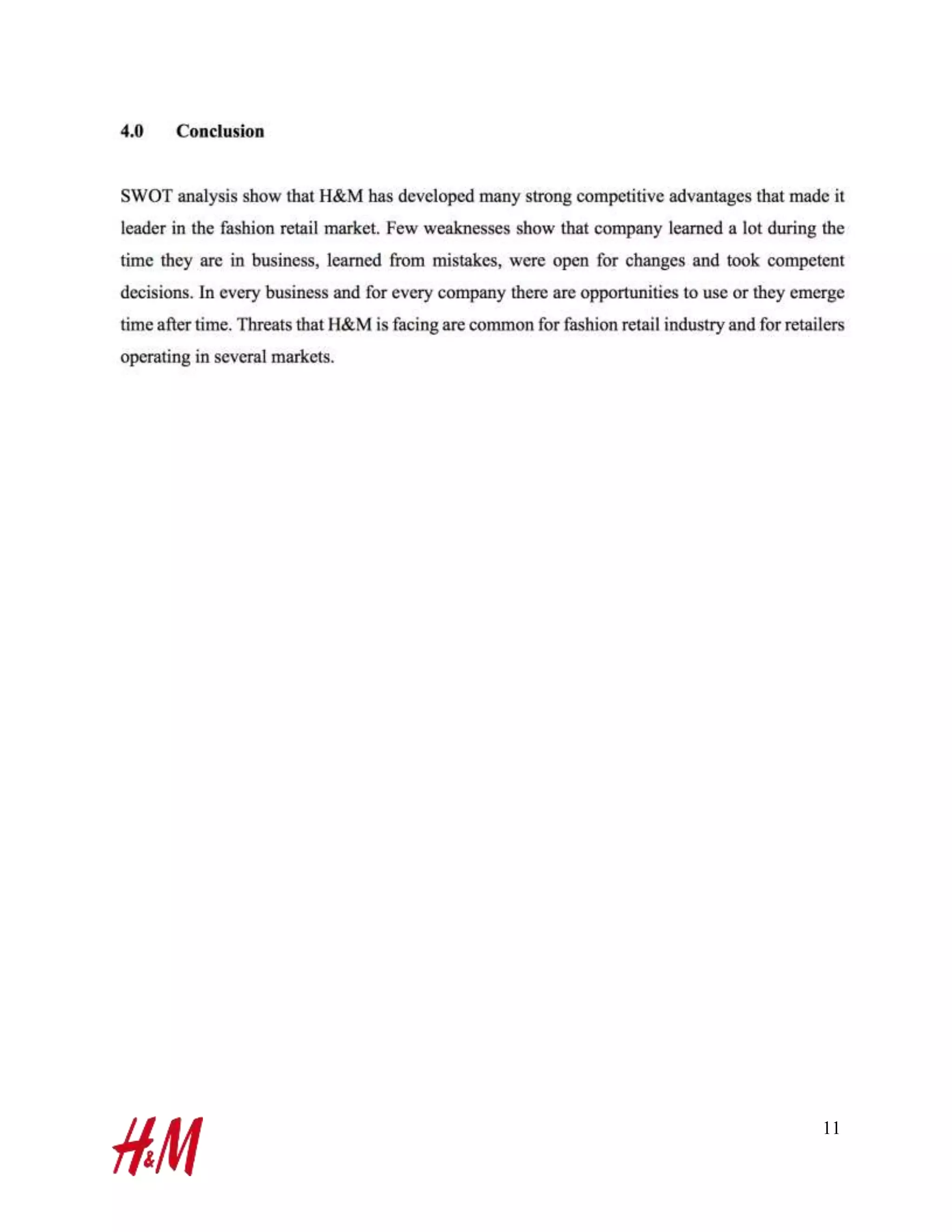 H&M SWOT Analysis | DOCX