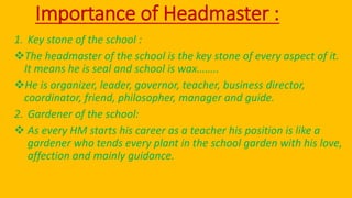 Role of Headmaster | PPTX
