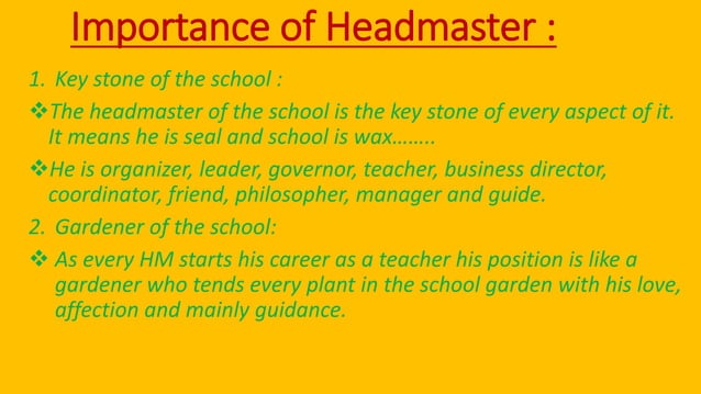 Role of Headmaster | PPTX