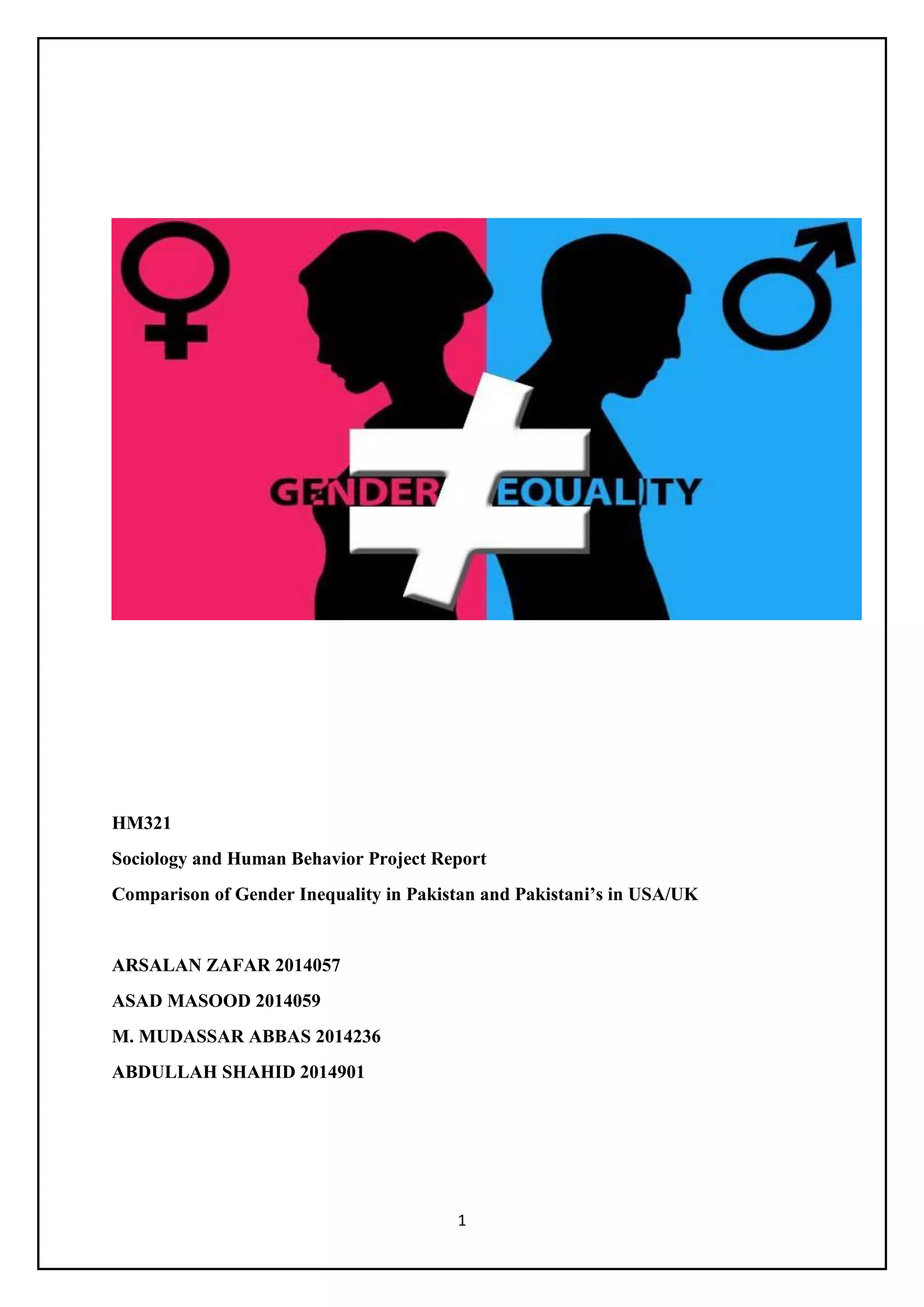 Gender Inequality Sociology Project report | PDF