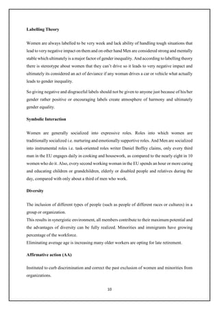 Gender Inequality Sociology Project report | PDF