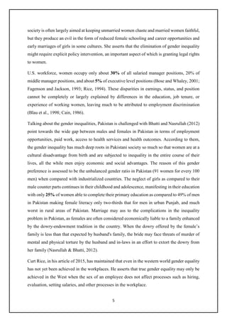 Gender Inequality Sociology Project report | PDF