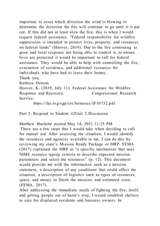 HM500 Crisis and Emergency ManagementUnit 2 Discussion Question | PDF