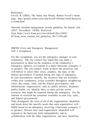 HM500 Crisis and Emergency ManagementUnit 2 Discussion Question | DOCX