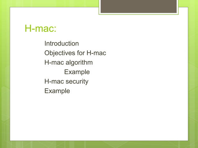 HMAC - HASH FUNCTION AND DIGITAL SIGNATURES | PPTX | Information and Network Security | Computing