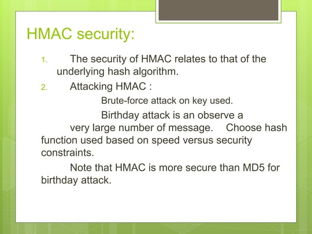 HMAC - HASH FUNCTION AND DIGITAL SIGNATURES | PPTX | Information and Network Security | Computing
