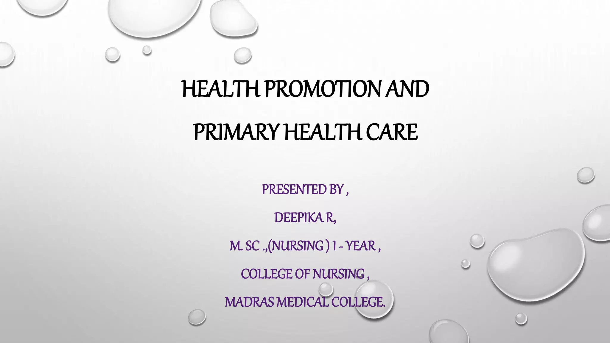 HEALTH PROMOTION AND PRIMARY HEALTH CARE | PPTX