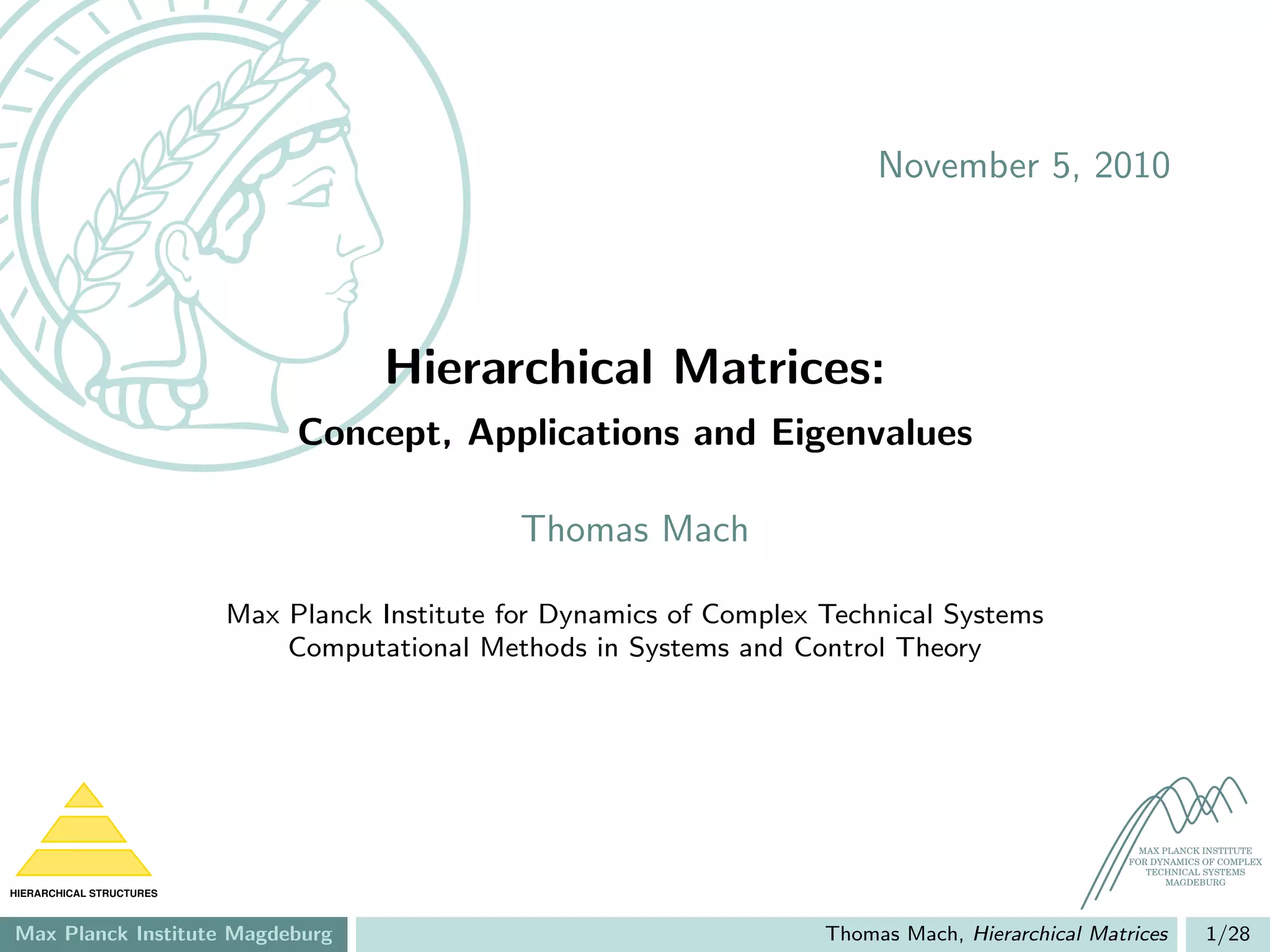 Hierarchical Matrices: Concept, Application and Eigenvalues | PPT
