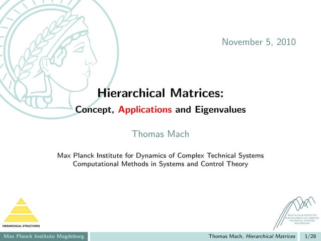 Hierarchical Matrices Concept Application And Eigenvalues Ppt