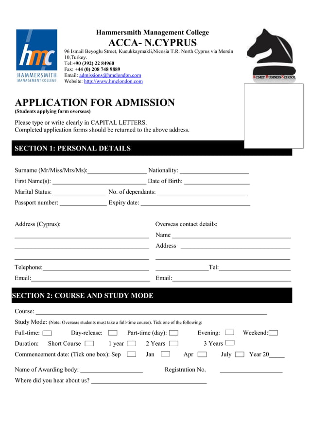 APPLICATION FORM-acca cyprus | PDF