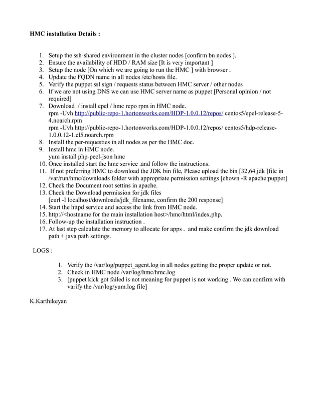 Hmc installation . | PDF