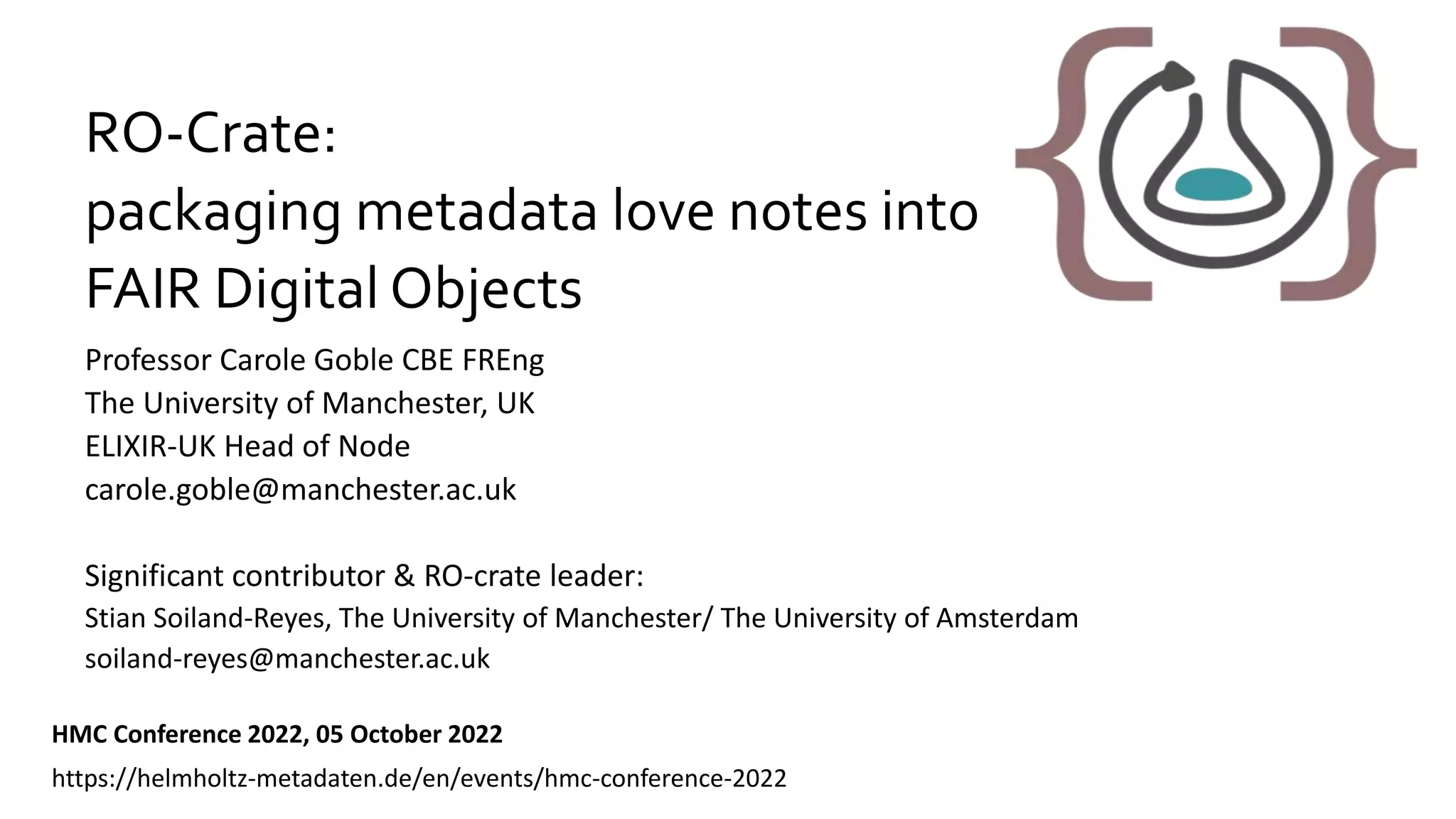 RO-Crate: packaging metadata love notes into FAIR Digital Objects | PPTX