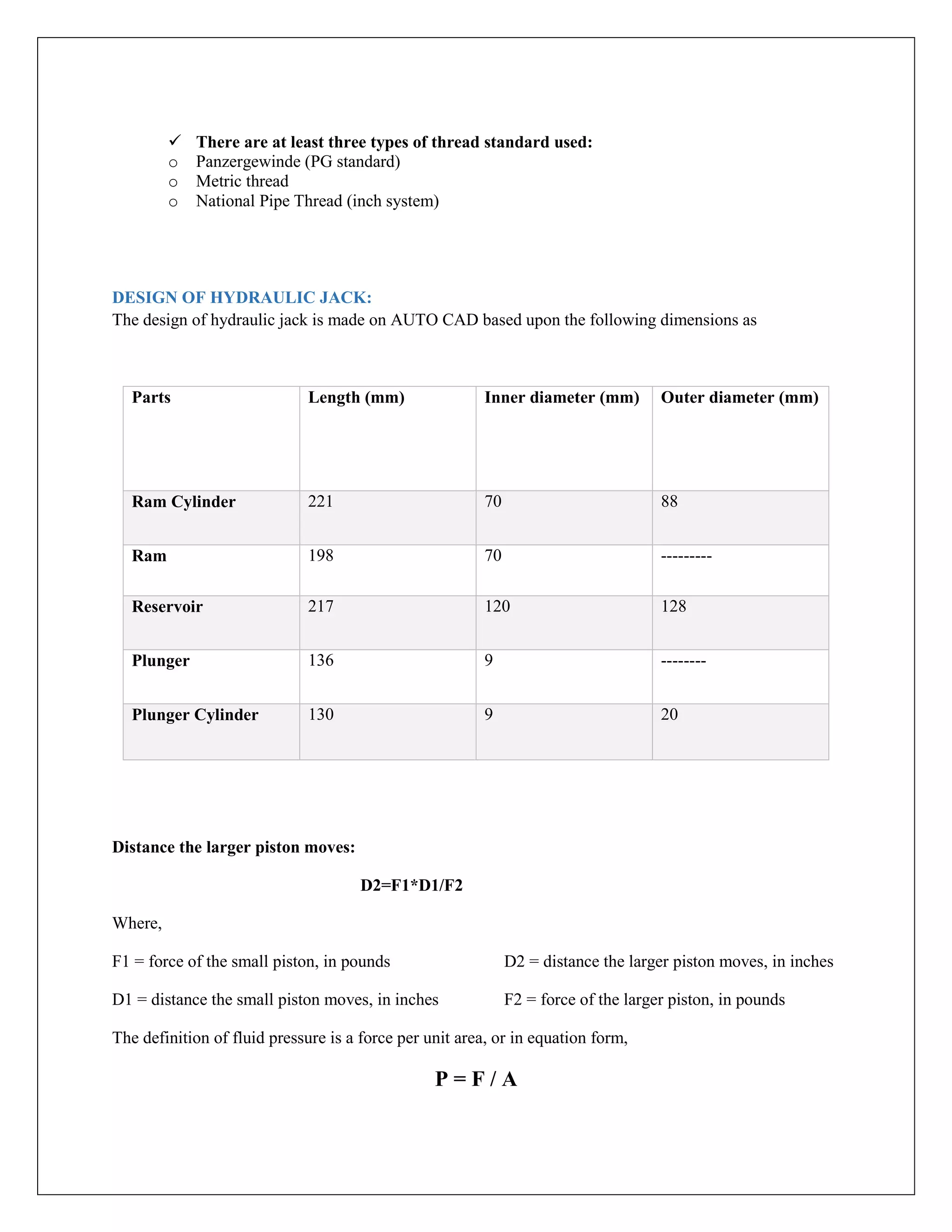 Design and Simulation of Hydraulic Jack | PDF