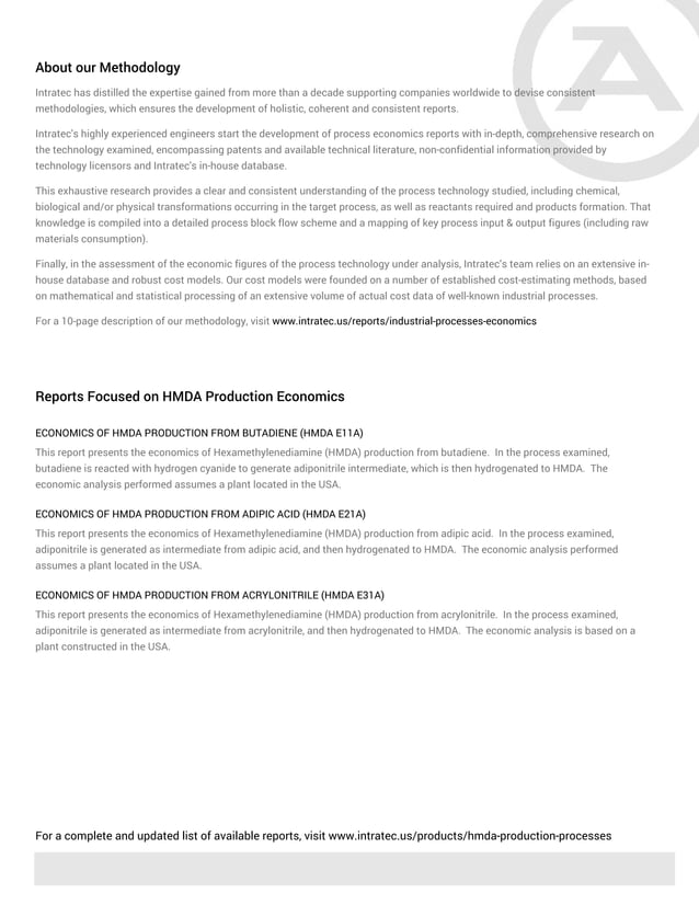 Feasibility Studies: HMDA Manufacturing | PDF