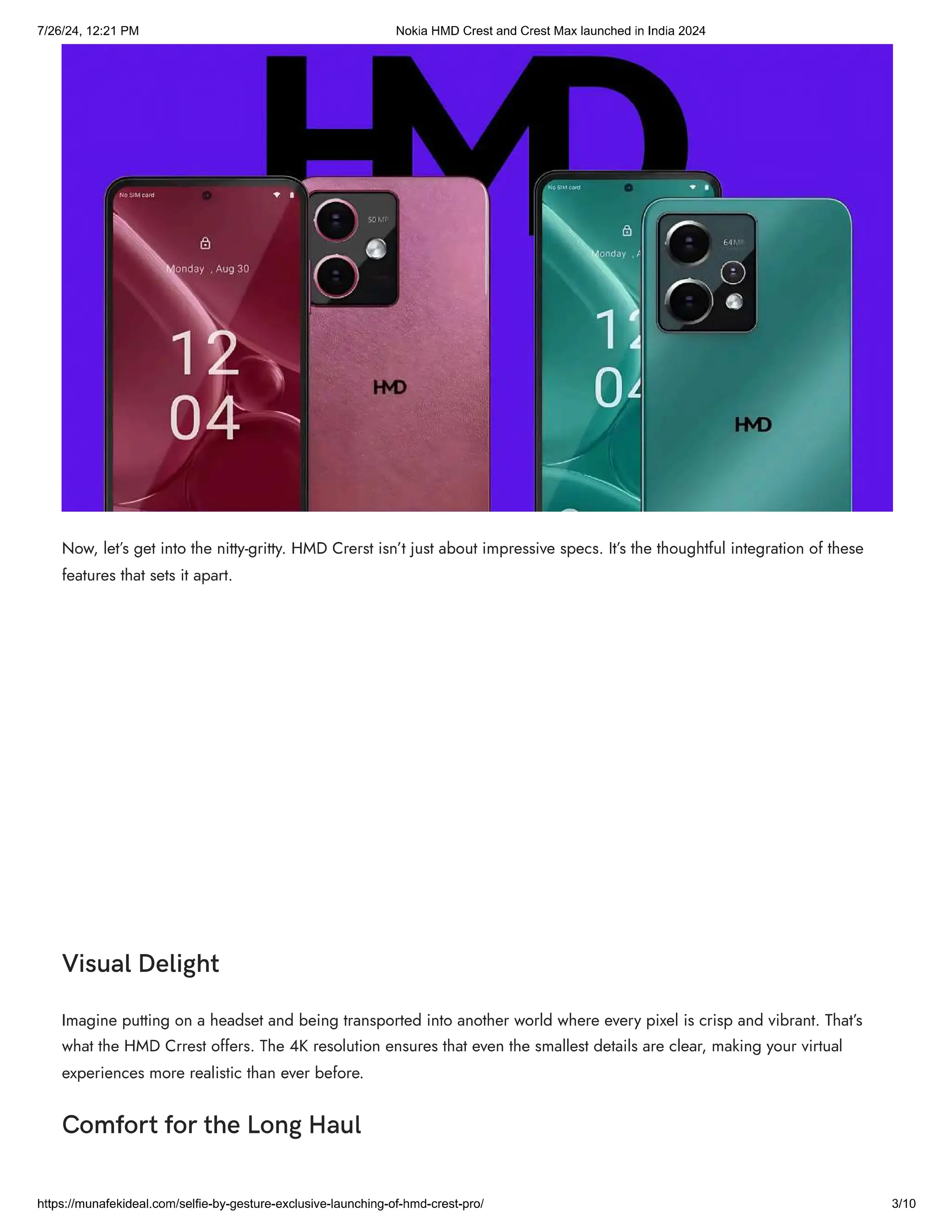 Nokia HMD Crest and Crest Max launched in India 2024 | PDF