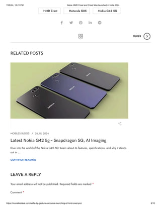 Nokia HMD Crest and Crest Max launched in India 2024 | PDF