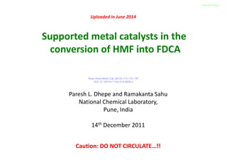 Supported Metal Catalysts in the Conversion of HMF into FDCA | PDF