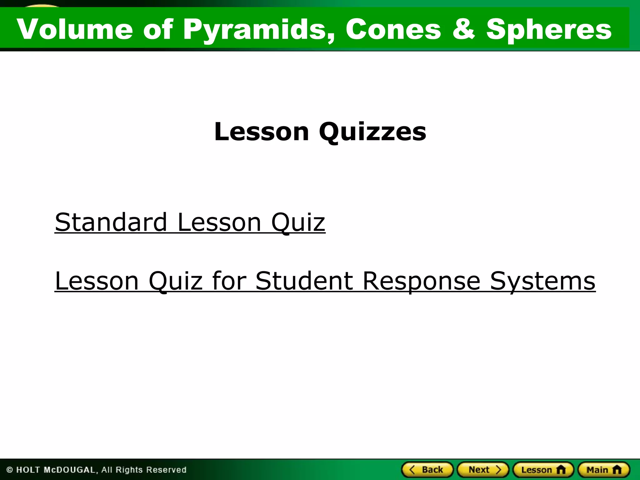 Hmh alg1 mod7 2&3 vol pyrds-cones-spheres-2016 | PPT