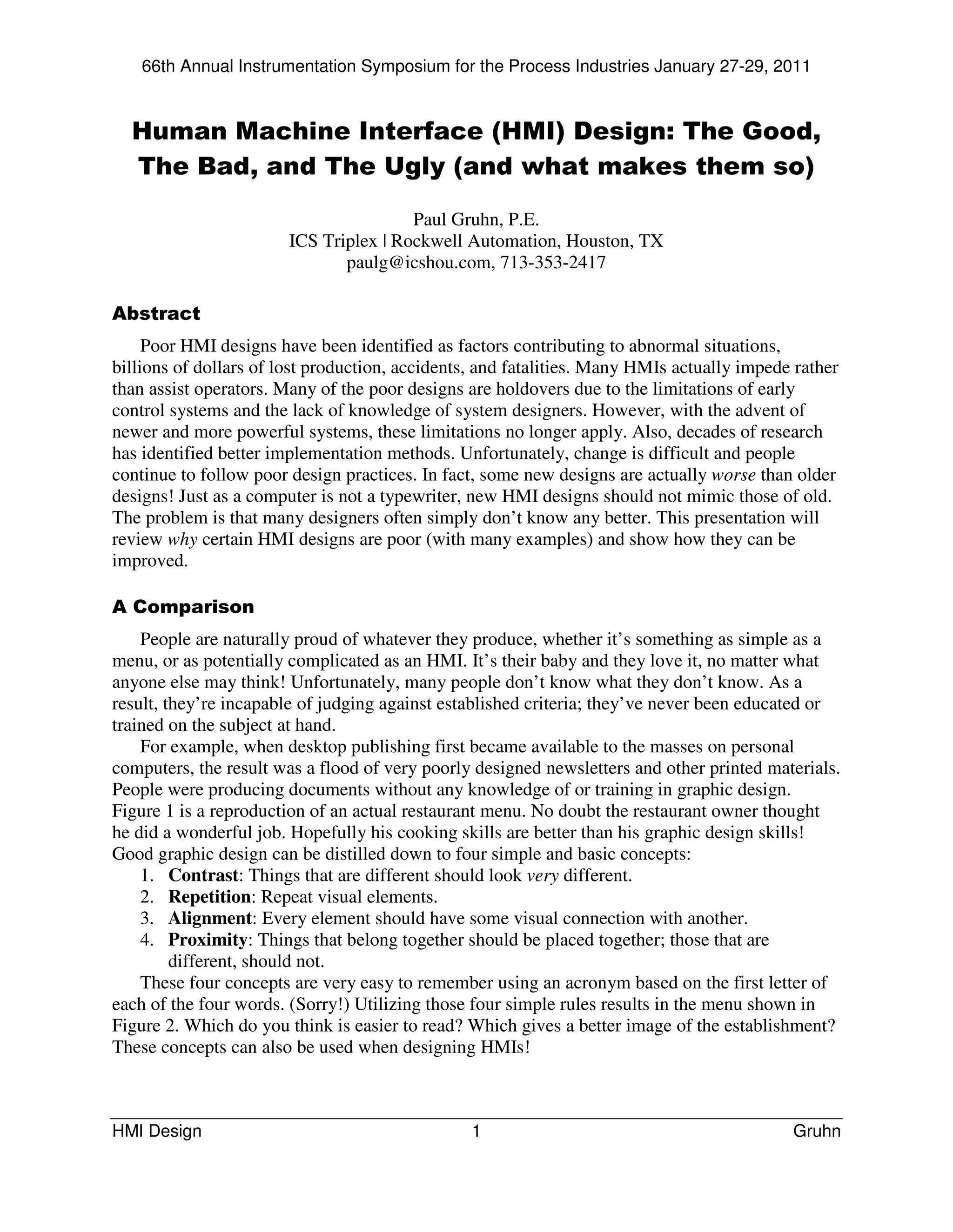 HMI Design: The Good, the Bad, and the Ugly | PDF