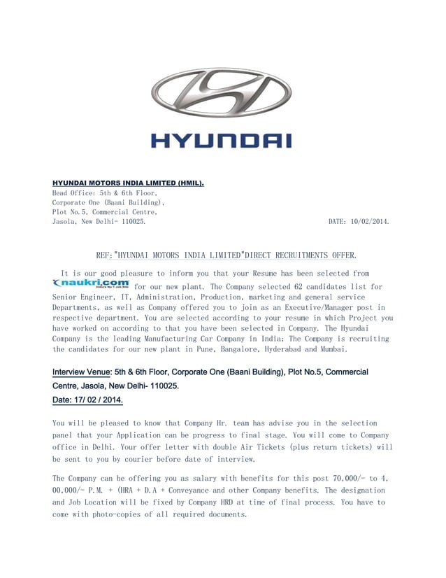 Hmil hyundai motors_india_limited__interview_call | PDF