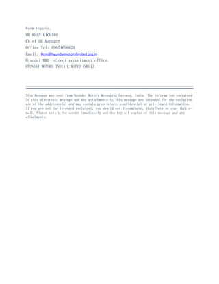 Hmil hyundai motors_india_limited__interview_call | PDF