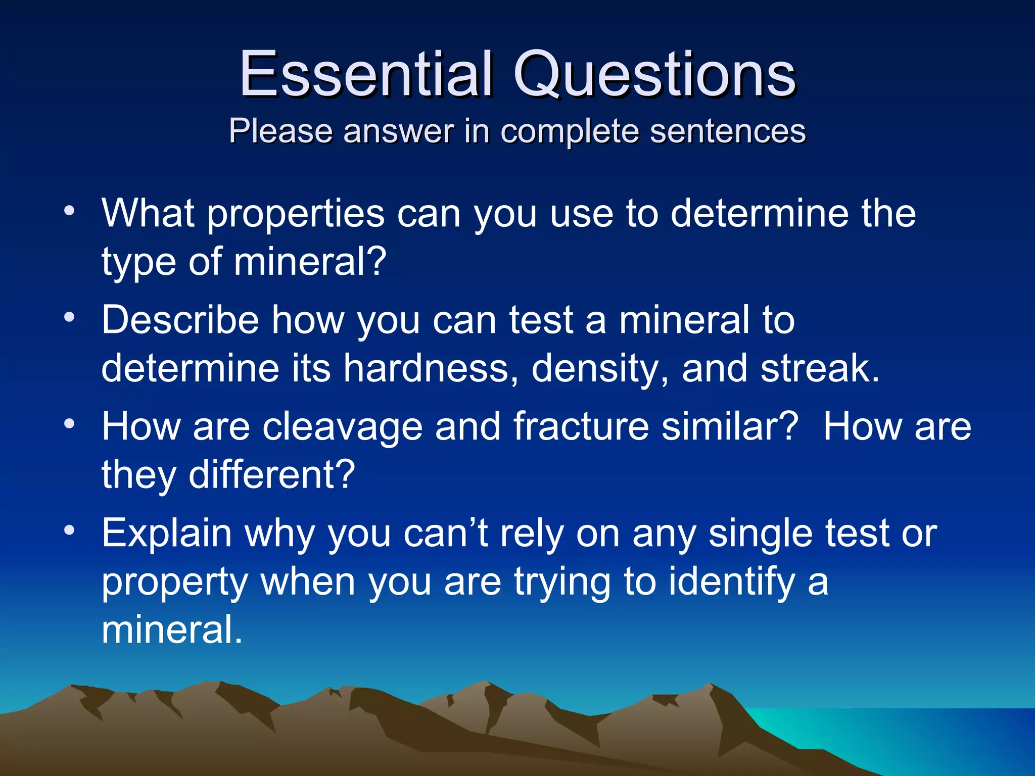 Identifying Minerals | PPT