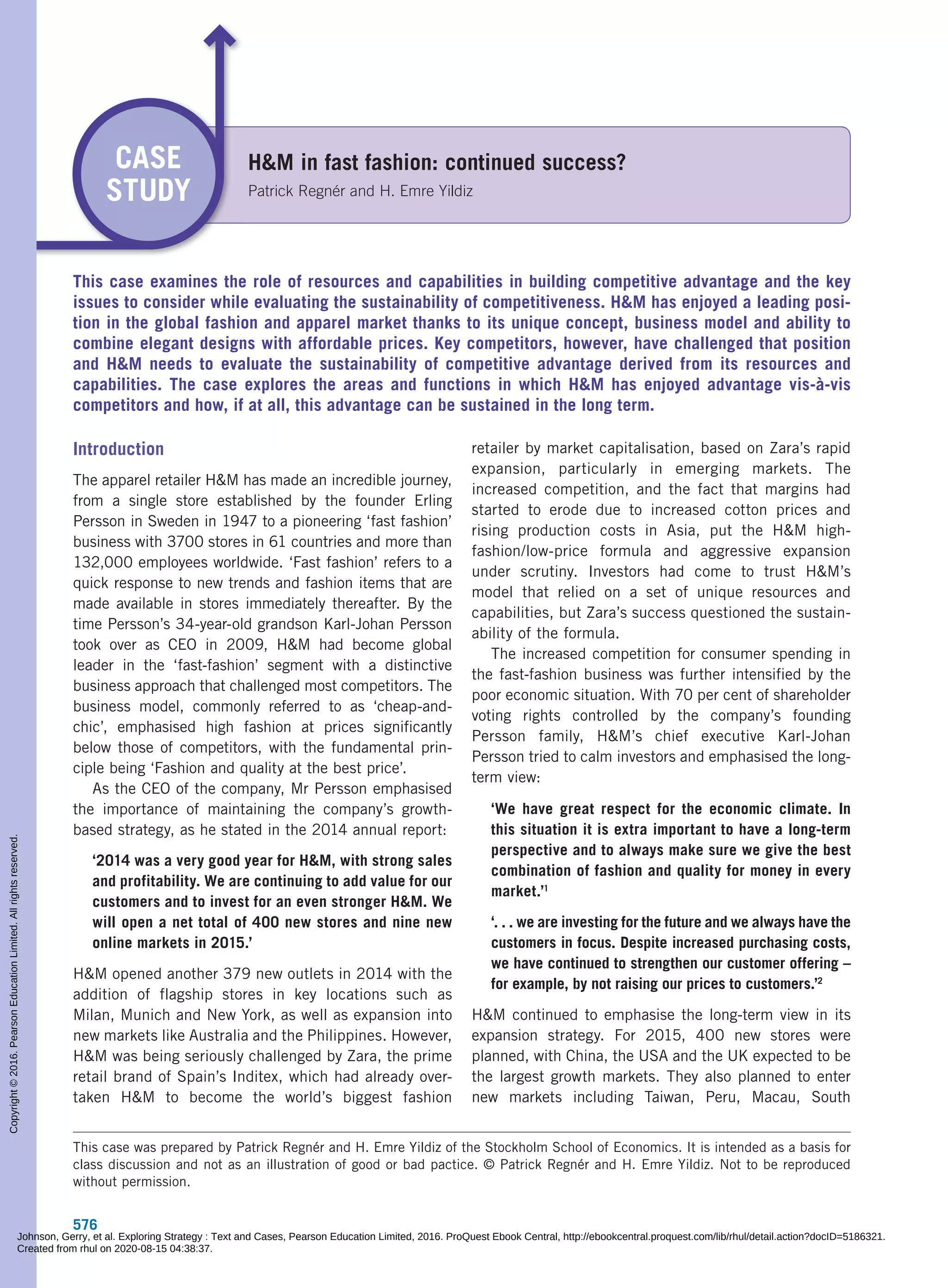 H&m in fast fashion | PDF