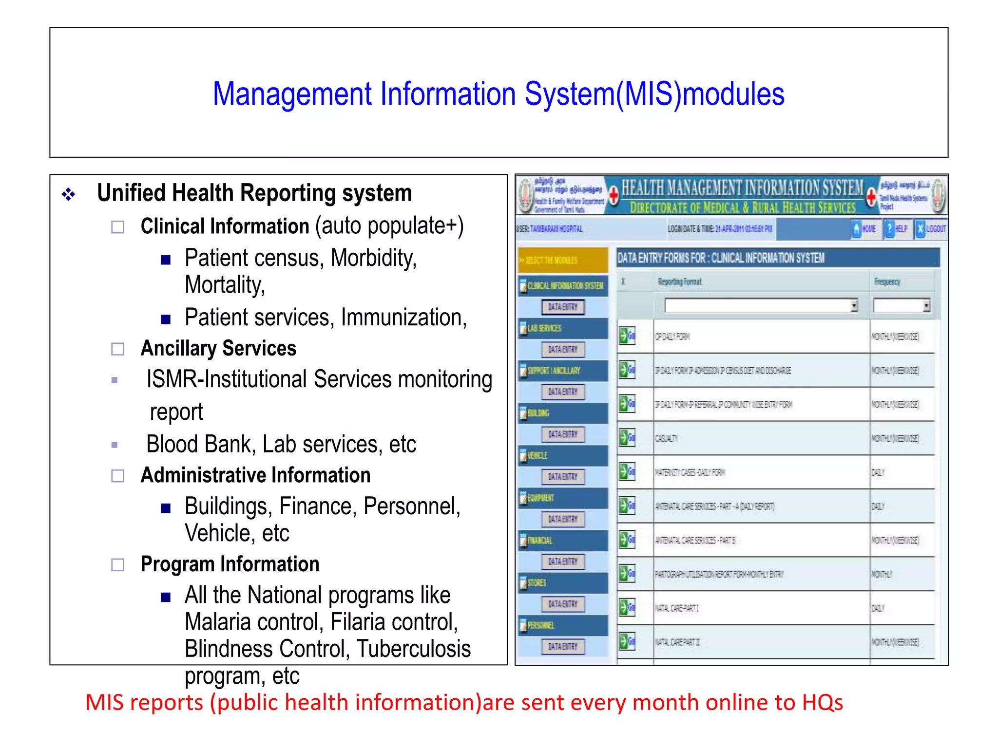 HEALTH MANAGEMENT INFORMATION SYSTEM - TAMILNADU HEALTH SYSTEM PROJECT ...