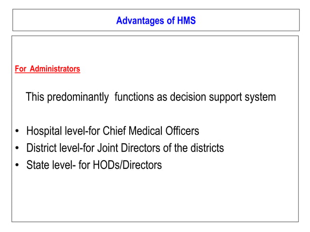 HEALTH MANAGEMENT INFORMATION SYSTEM - TAMILNADU HEALTH SYSTEM PROJECT ...