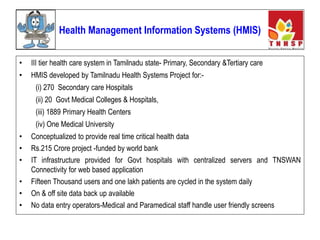 HEALTH MANAGEMENT INFORMATION SYSTEM - TAMILNADU HEALTH SYSTEM PROJECT ...