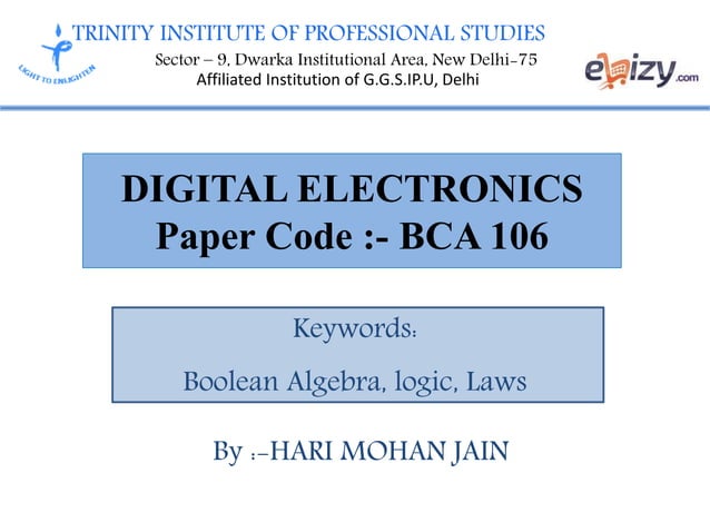 Digital Electronics -Boolean Algebra | PPTX