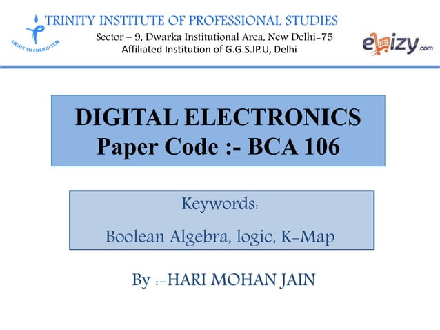 DIGITAL ELECTRONICS- Minimization Technique Karnaugh Map | PPT