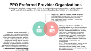 HMOs and PPOs in USA (Healthcare Management Functions) | PPTX