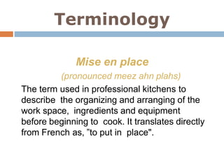 HMPE 10- lesson2 INTRODUCTION TO MISE EN PLACE | PPTX