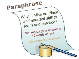 HMPE 10- lesson2 INTRODUCTION TO MISE EN PLACE | PPTX