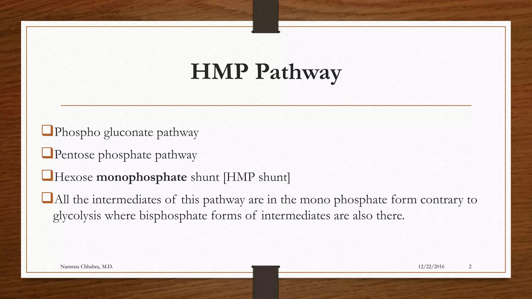 HMP Pathway- A Quick Revision | PPTX