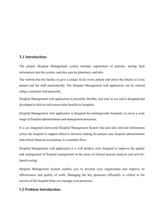 Hospital Management System Project Report | PDF