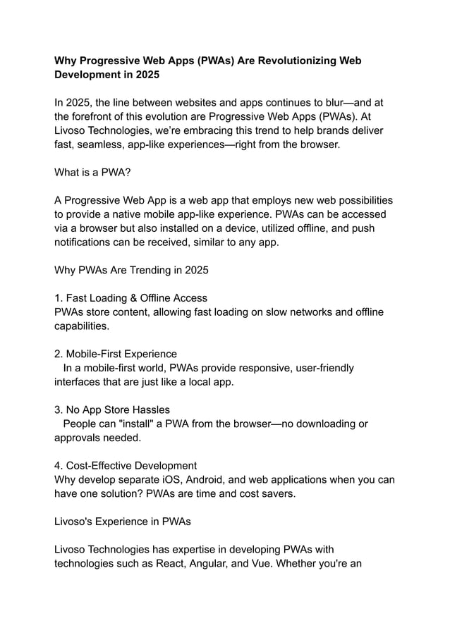 Why Progressive Web Apps (PWAs) Are Revolutionizing Web Development in 2025 | PDF