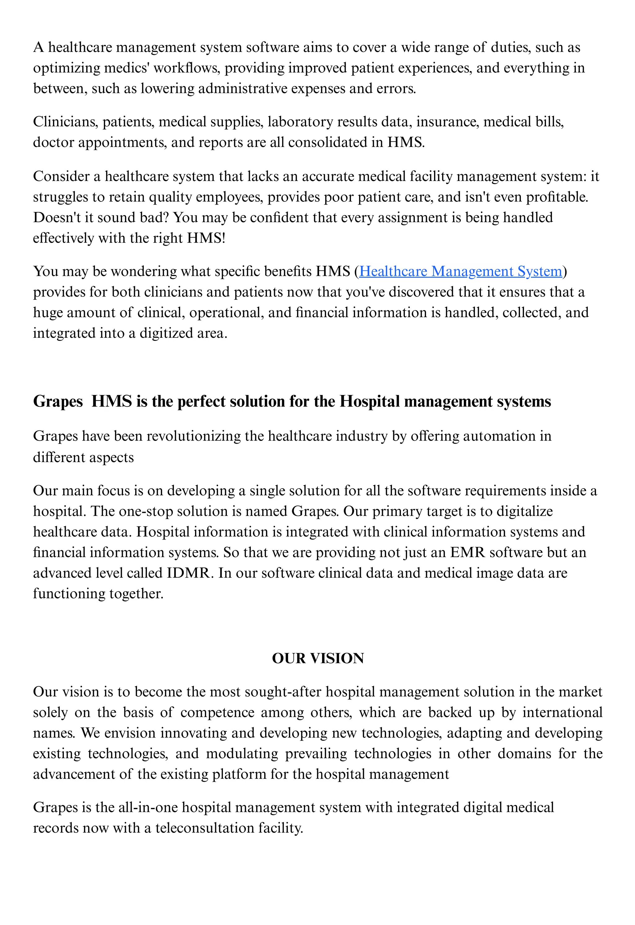 Healthcare Management System | Grapes IDMR Modules | HMS software | Key ...