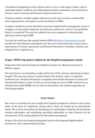 Healthcare Management System | Grapes IDMR Modules | HMS software | Key ...
