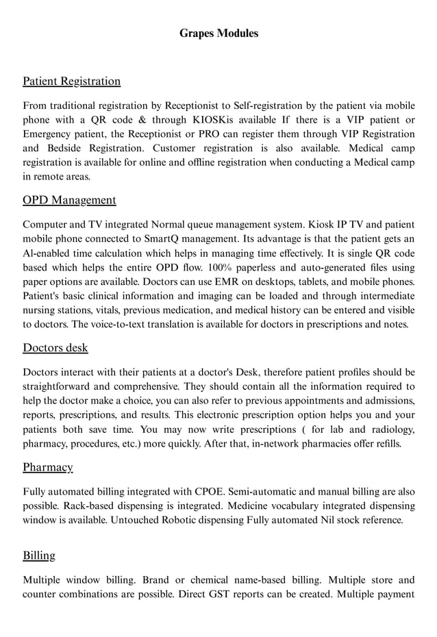 Healthcare Management System | Grapes IDMR Modules | HMS software | Key ...
