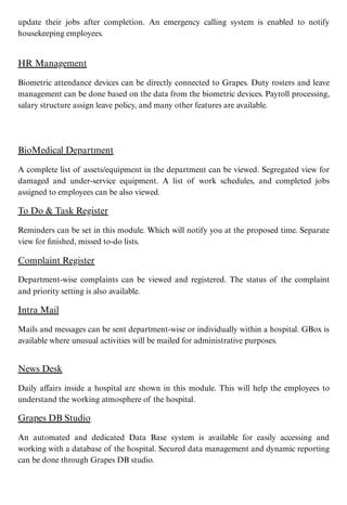 Healthcare Management System | Grapes IDMR Modules | HMS software | Key ...