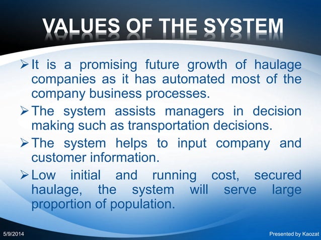 Haulage Management System | PPTX | Logistics and Transportation ...