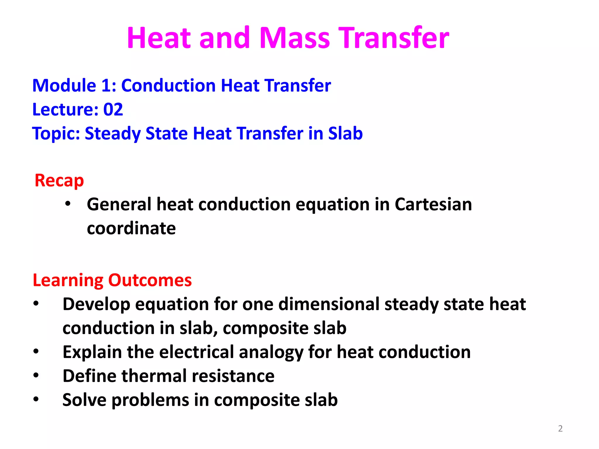 3. Steady state heat transfer in a slab | PPTX