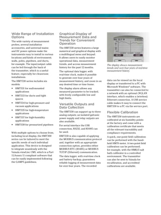 Vaisala HMT330 Series IndustrialTemperature and Humidity Transmitters | PDF