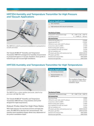 Vaisala HMT330 Series IndustrialTemperature and Humidity Transmitters | PDF