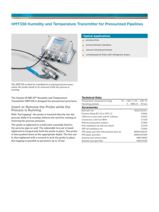 Vaisala HMT330 Series IndustrialTemperature and Humidity Transmitters | PDF