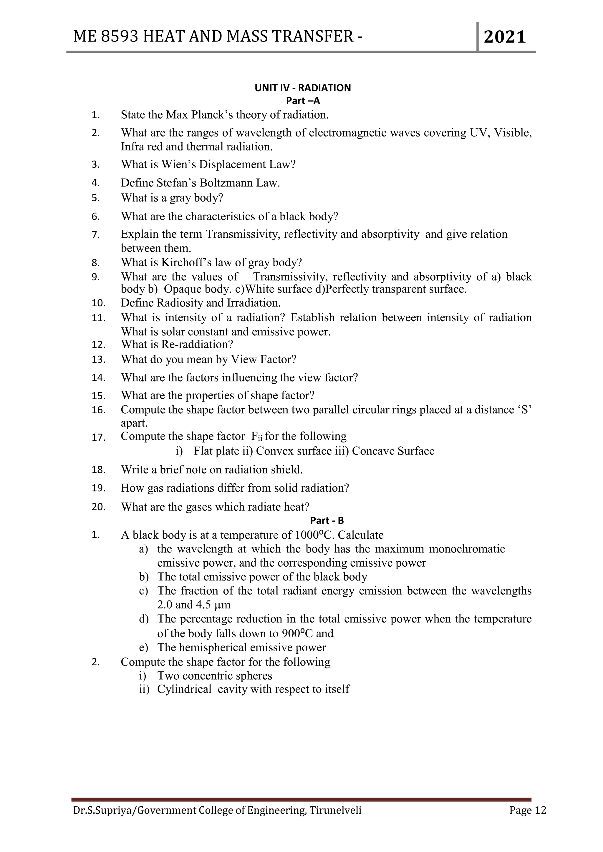 Heat and Mass Transfer Assignment | PDF