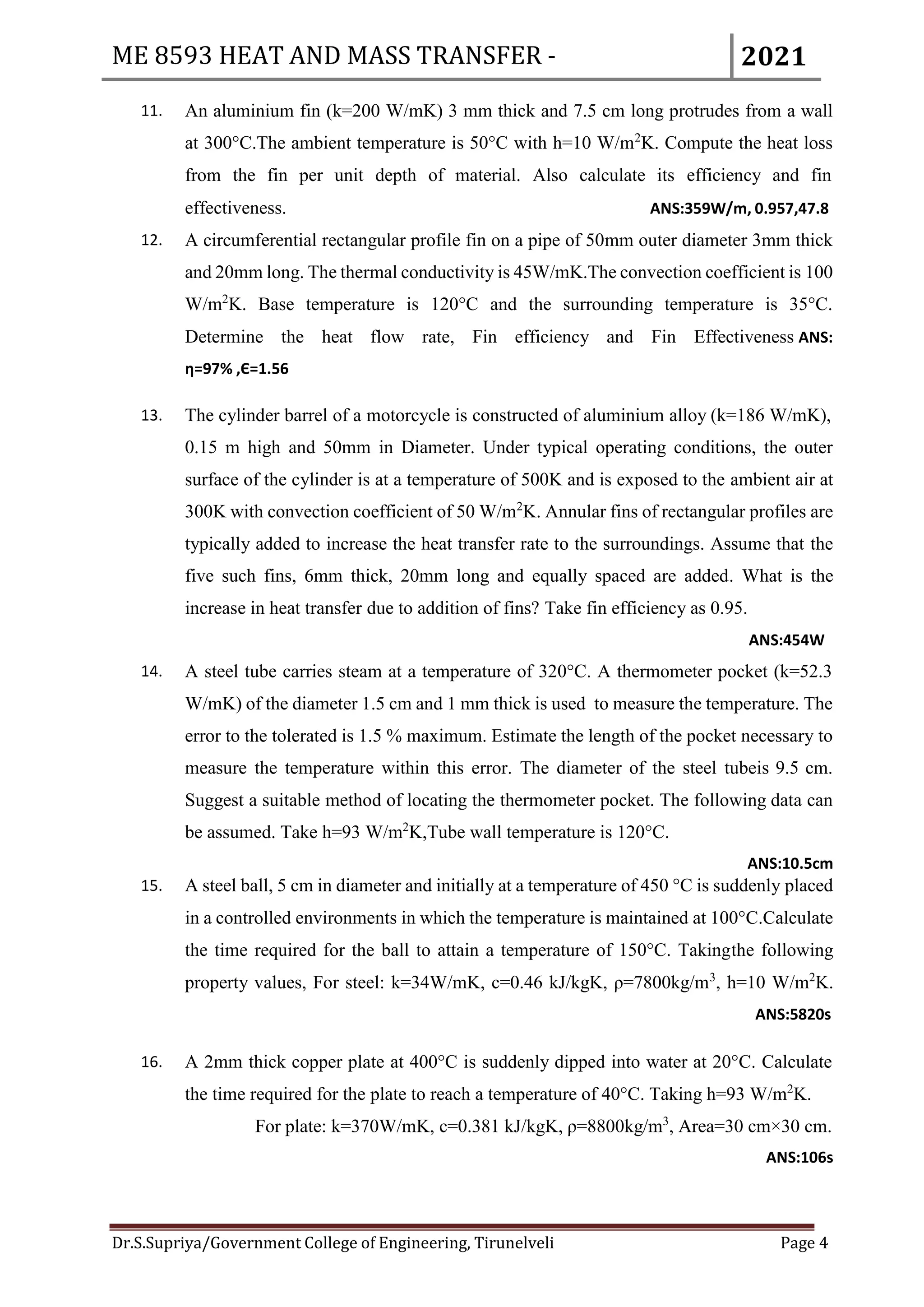 Heat and Mass Transfer Assignment | PDF