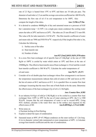 Heat and Mass Transfer Assignment | PDF